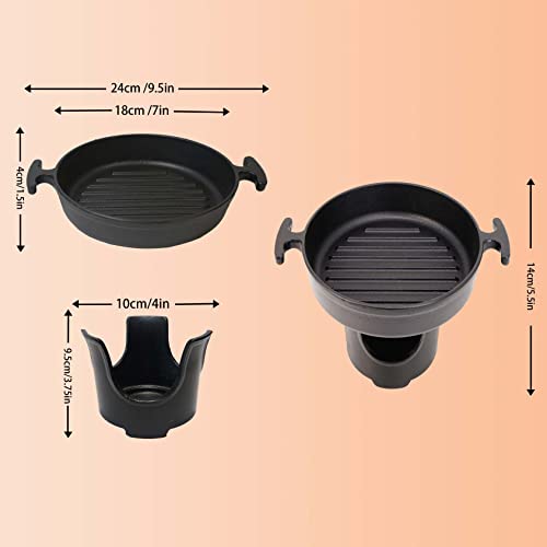 TRUMDAKE Cast Iron Japanese mini hibachi grill individual Tabletop Portable Grill camping cooking Yakiniku grill skillets BBQ Alcohol Stove Roasting grill (7" Diameter)