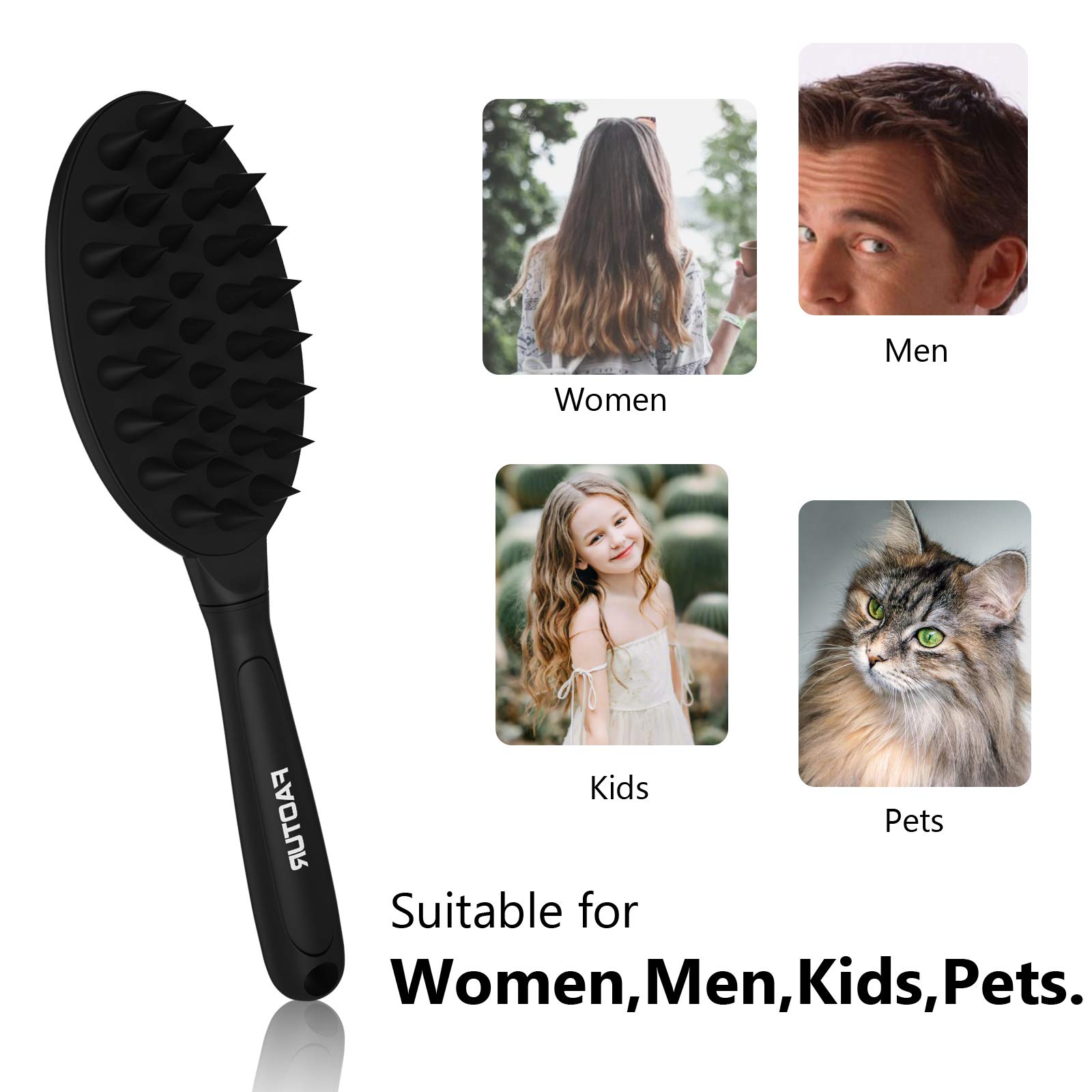 Hair Shampoo Brush, FAOTUR Scalp Care Hair Brush with Soft Silicone Scalp Massager (Pink)