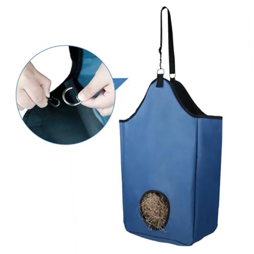 TNBUENO Horse Hay Bag with Metal Snap Fastener, Hay Bag Feeder Sack Storage Bag for Horse Cow Goats Donkey Cattle Rabbit