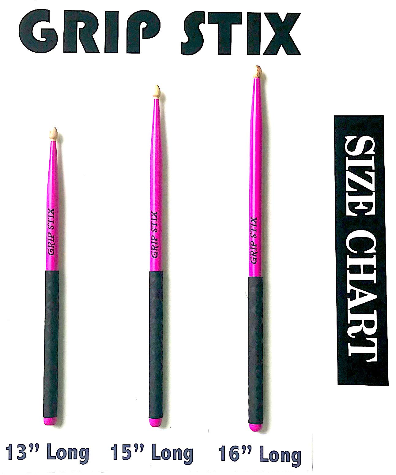 GRIP STIX 15" Long PURPLE with Black NON-SLIP Grip Drumsticks -Ideal for All Drumming, Fitness, Aerobic & Workout Exercises