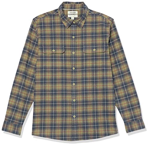 Goodthreads Men's Standard-Fit Long-Sleeve Stretch Flannel Shirt, Dark Blue/Multi Color/Plaid, X-Large