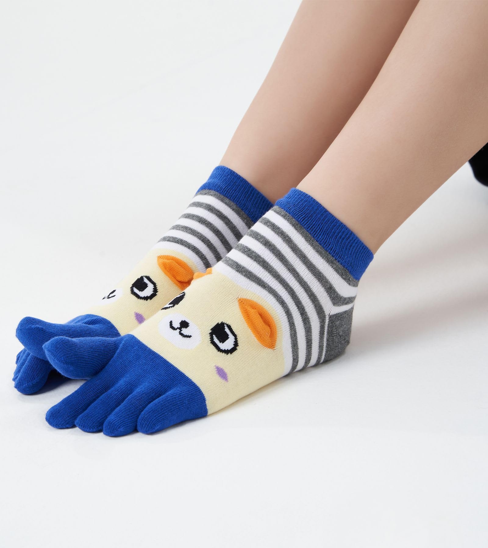 HONOW Women's Low Cut Toe Socks Ankle Cotton Running Socks(Pack of 5/6)