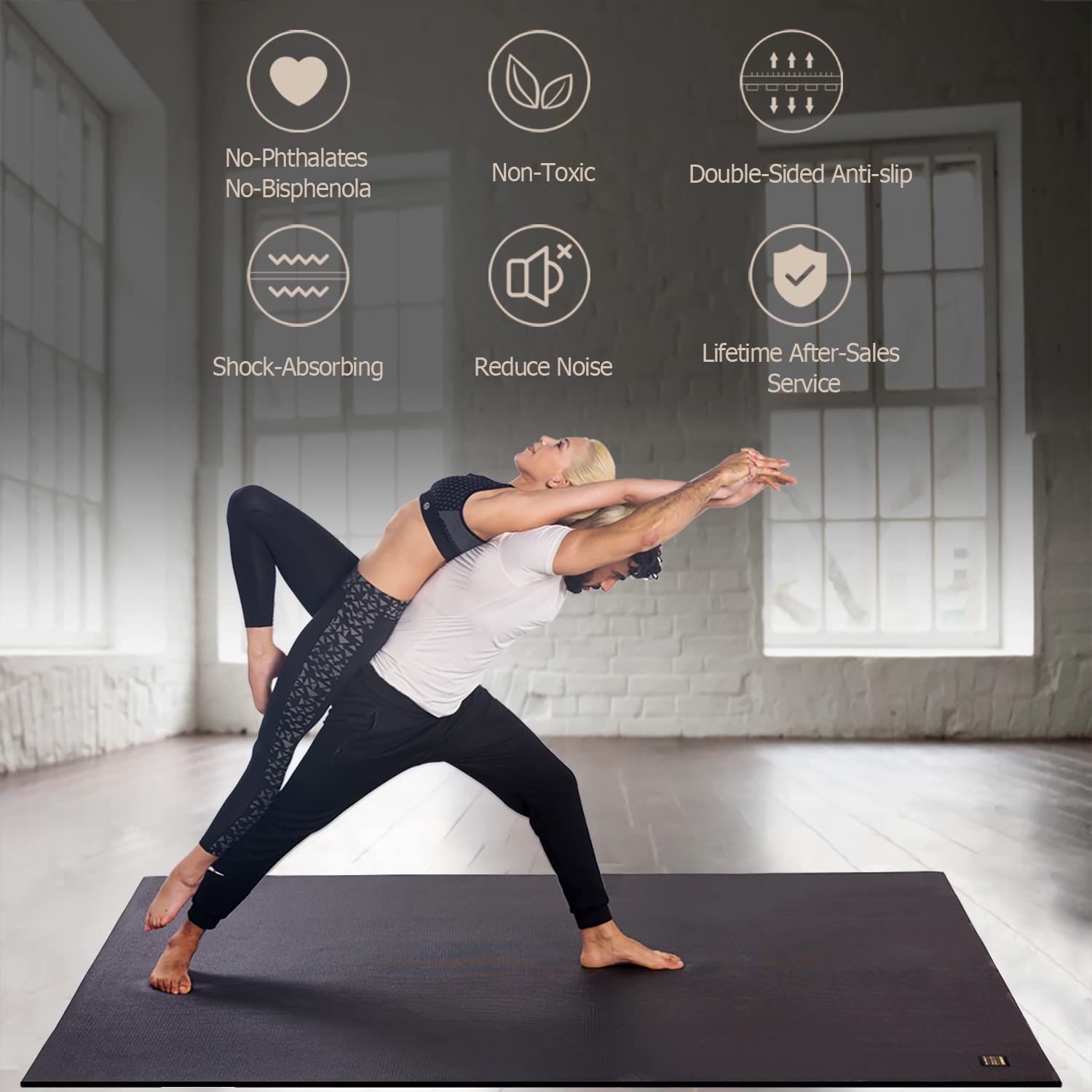 GXMMAT Large Yoga Mat 6'x6'x7mm, Thick Workout Mats for Home Gym Flooring, Extra Wide and Thick, Non-Slip Quick Resilient Barefoot Exercise Mat, Ultra Comfortable Cardio Mat for Pilates, Stretching