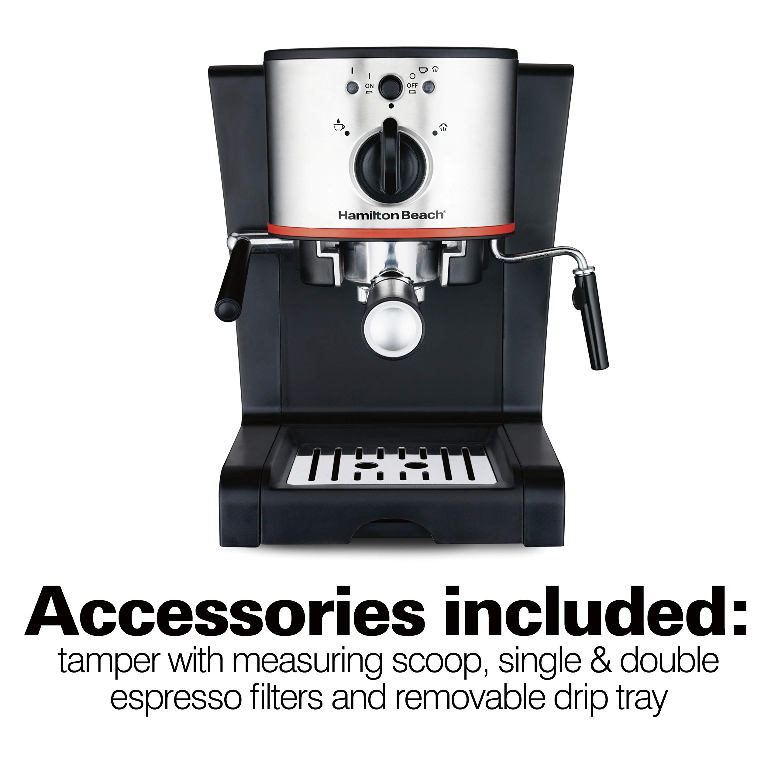 Hamilton Beach Espresso Machine, Latte and Cappuccino Maker with Milk Frother, 15 Bar Italian Pump, Single Cup, Black & Stainless (40792)