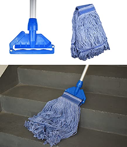 Mop Head Replacement Commercial Heavy Duty String Blue Wet Mop Heads for 3 Typs Commercial Mop Handle(1,Large)