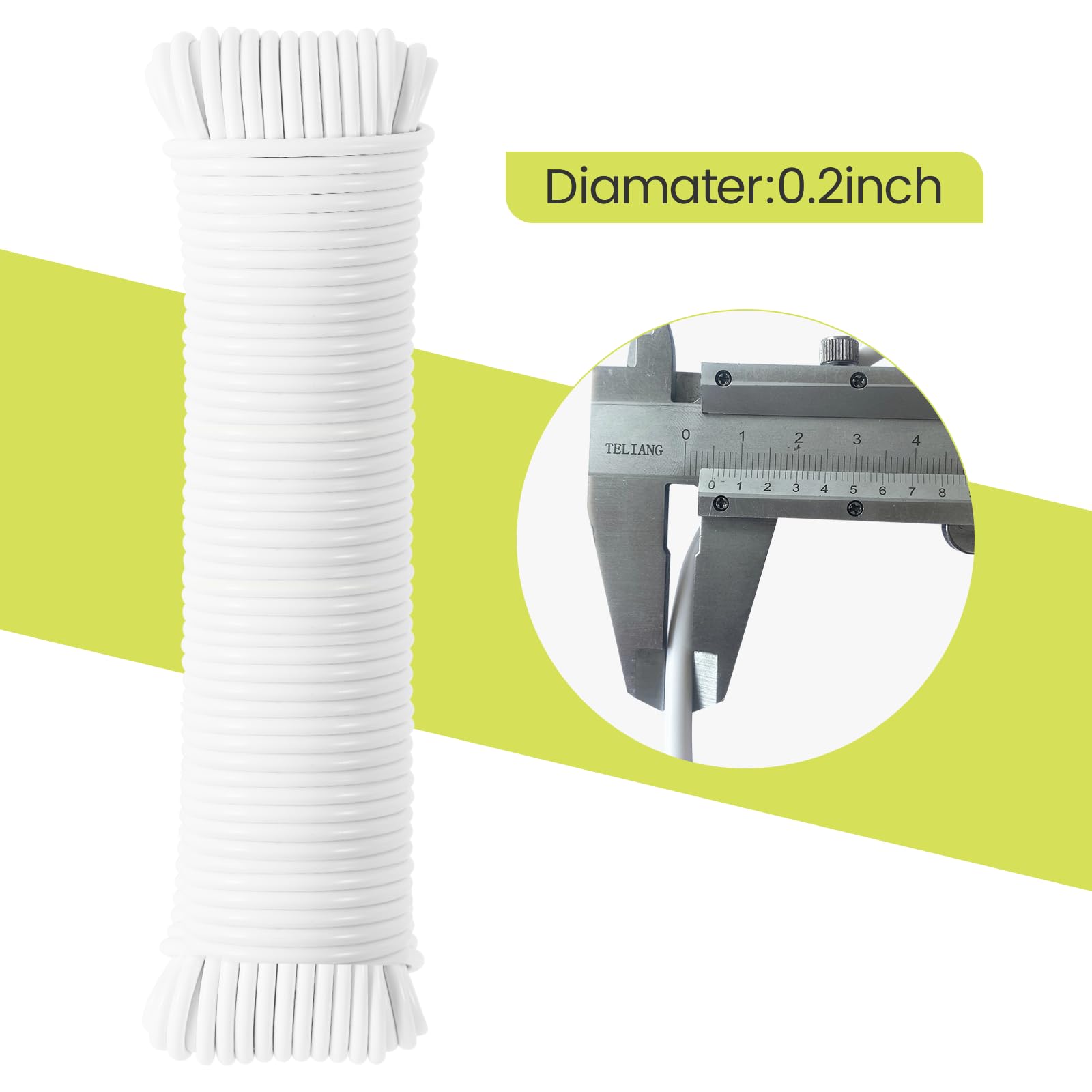 SDLTHR 100ft Plastic Coated Clothesline-Synthetic Fiber Core-Clothes Rope Camping Utility Good for Tie