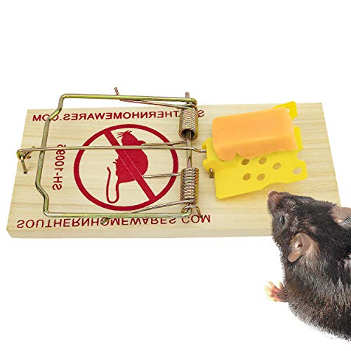 Southern Homewares Wooden Snap Rat Trap Spring Action with Expanded Cheese Shaped Trigger 5 Pack
