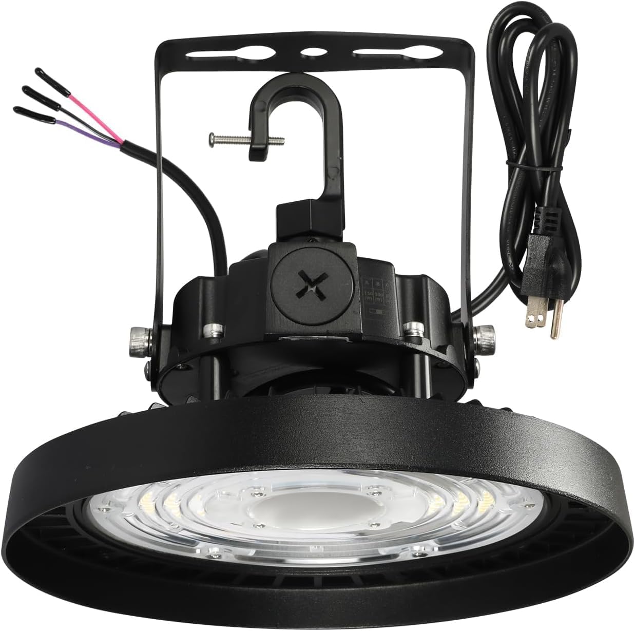 Sokply UFO LED Warehouse Light High Bay Dimmable 0-10V with US Plug 4Ft Cable, 150W (Egv.750W MH/HPS), 5000K, lP65 Commercial Area Lighting Fixture for Warehouse Workshop Garage Barn, UL Listed