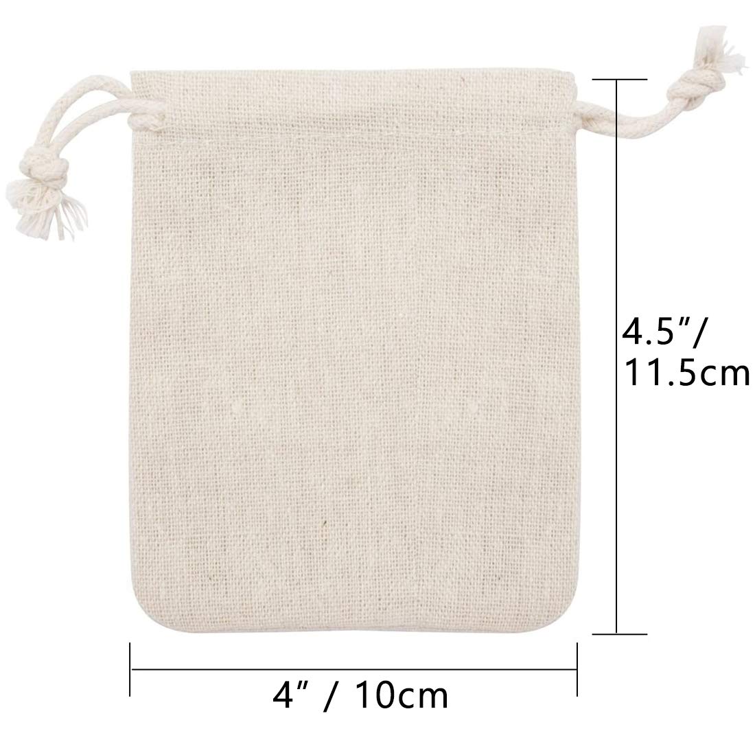 Hapdoo 24 Pack Cotton Muslin Bags with Drawstring Gift Bags Jewelry Pouches Sacks for Wedding Party and DIY Craft, 4 x 5 Inchesā¦