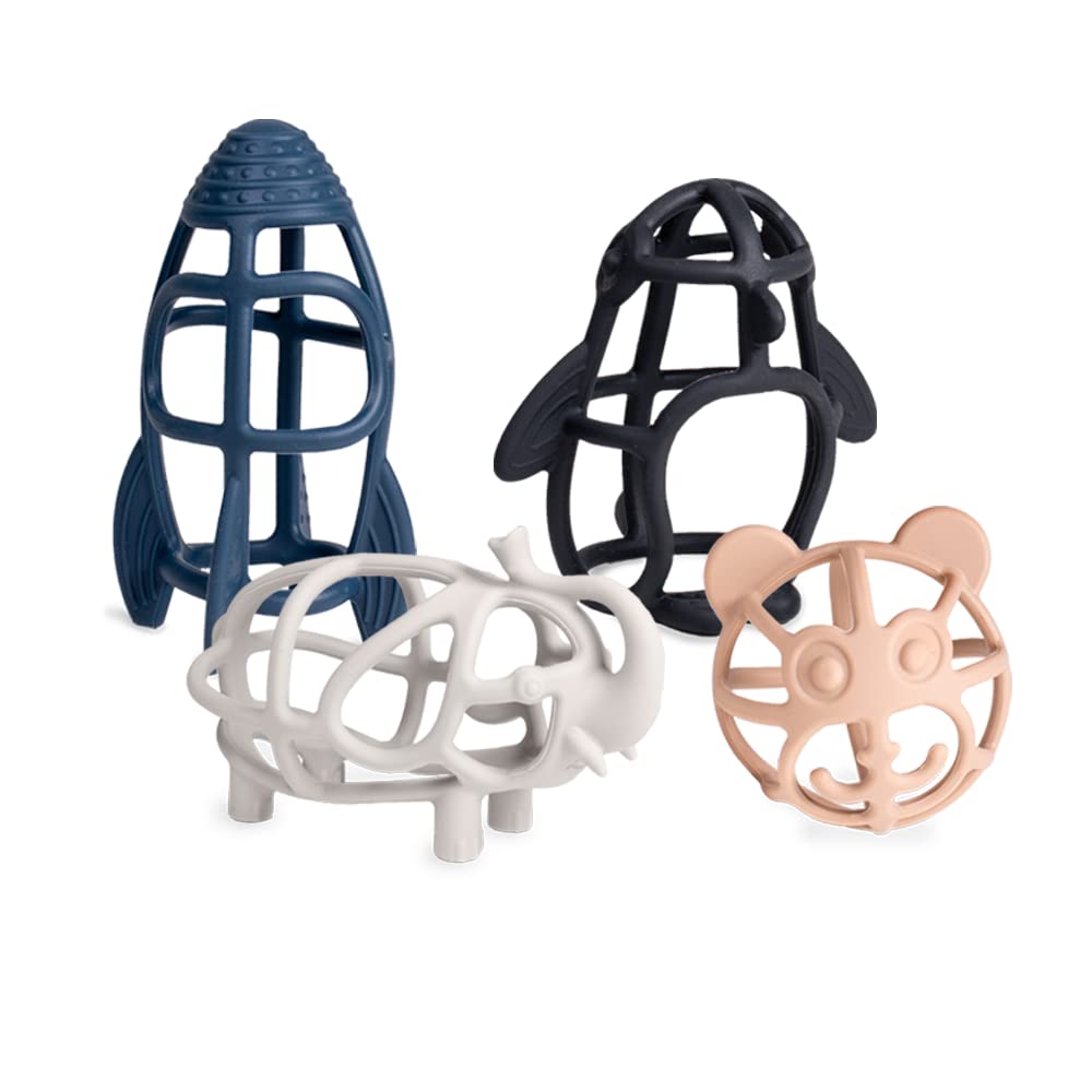Nicki's Diapers Silicone Teether | Multi-Grip Design for Easy Holding | 4 Adorable Styles to Choose from | Perfect for Teething Babies of Any Age | 100% Food Grade Silicone, BPA-Free (Rocket)
