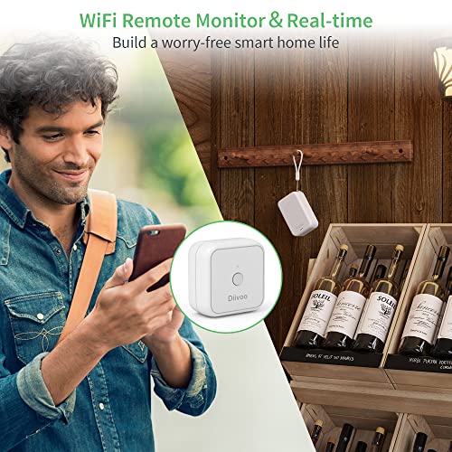 WiFi Thermometer, Diivoo Humidity Sensor Compatible with Alexa, Smart Thermometer Hygrometer with App Notification Alert, Remote Temperature Monitor for Home, Greenhouse, Car, Indoor, Pets