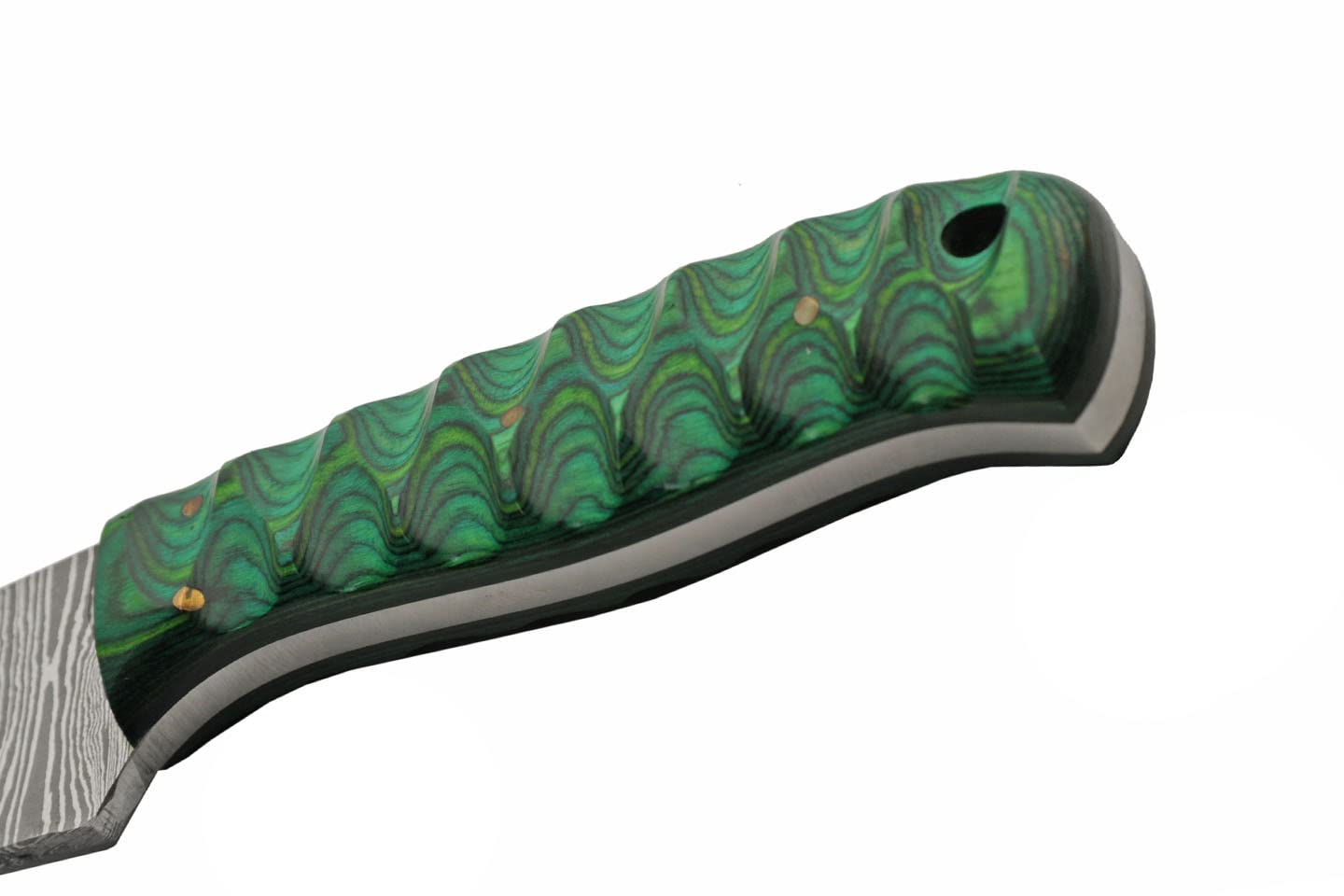 Green Exotic Damascus Steel | Wood Handle 8 inch Hunting Knife