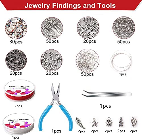 Yholin Crystals Beads for Jewelry Making Supplies Kit, Gemstone Crystal Stone Chip Beads with Spacer Stone Beads Pliers Jump Rings Elastic String for DIY Necklace Bracelet Earring Jewelry Making