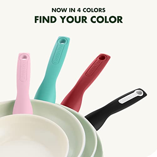 GreenPan Rio Healthy Ceramic Nonstick 16 Piece Cookware Pots and Pans Set, PFAS-Free, Dishwasher Safe, Pink