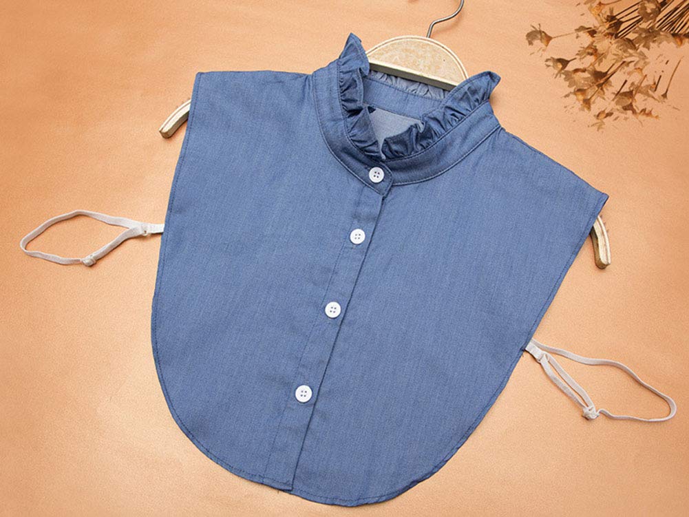 HALITOSS Women's Lovely Denim Fake Collar Dickey Half Shirt Decorative Collar Blue