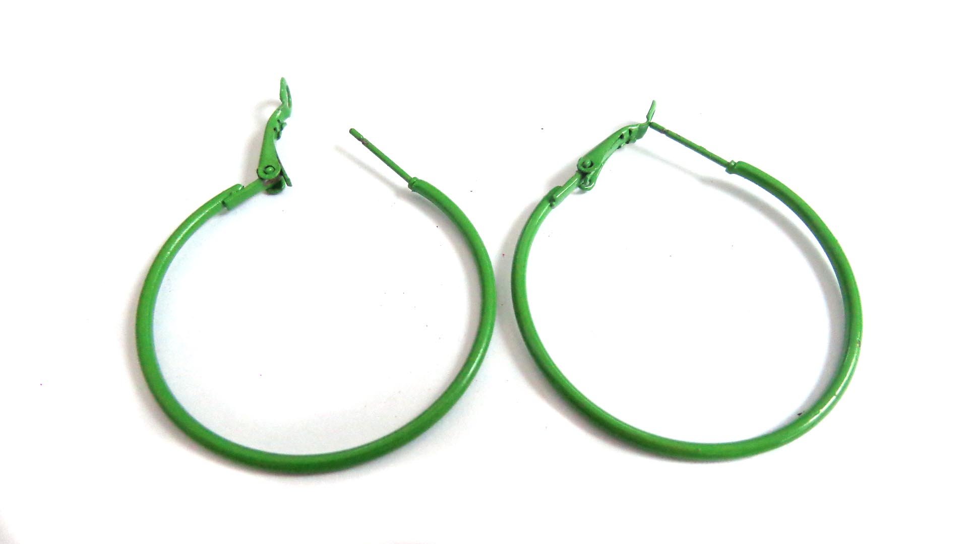 Green Hoop Earrings 2 inch Hoop Simple Thin Hoop Earrings
