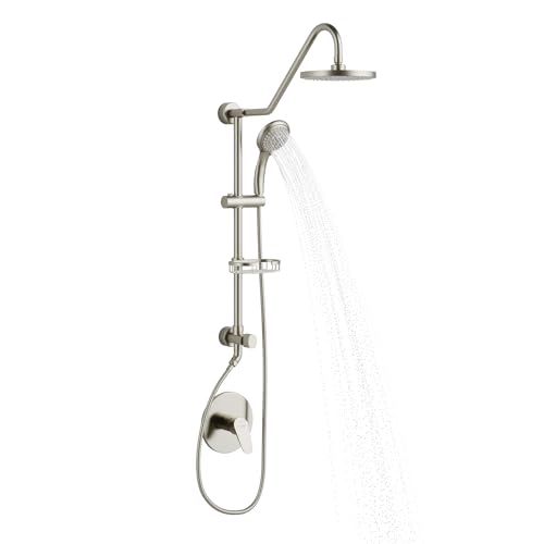 PULSE ShowerSpas 1011-III-BN Kauai III Shower System with 8" Rain Showerhead, 5-Function Hand Shower, Adjustable Slide Bar and Soap Dish, Brushed Nickel Finish