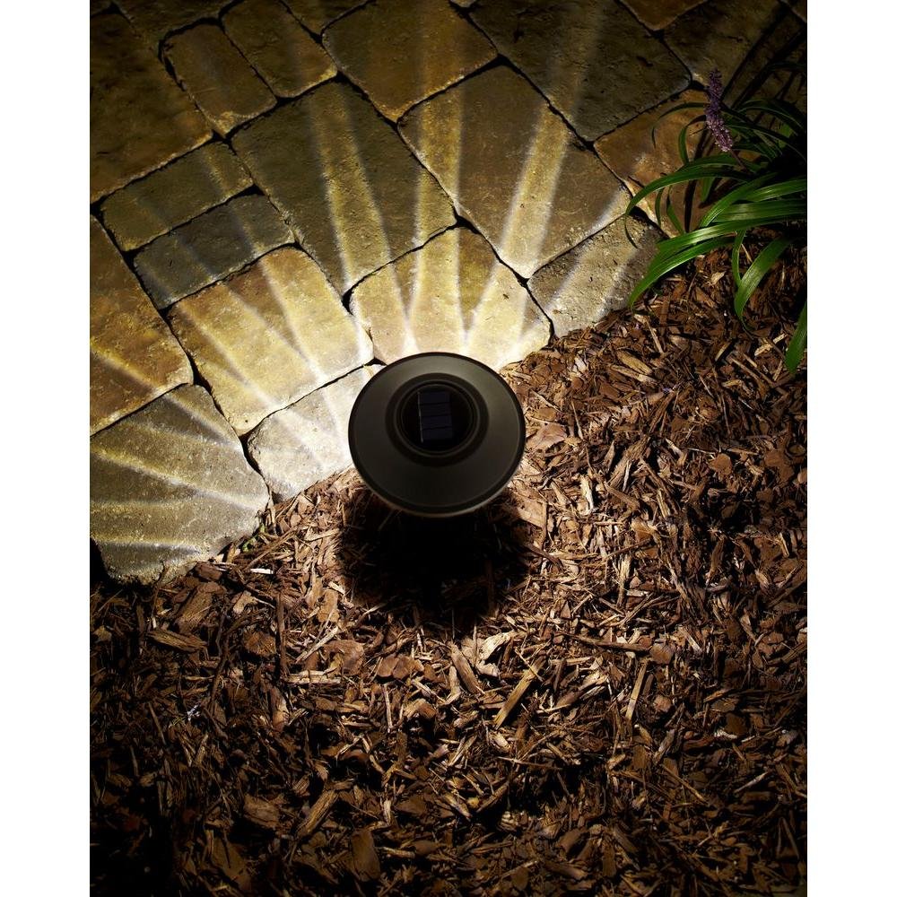 Hampton Bay Textured Black Solar LED Pathway Light Set (8-Pack)