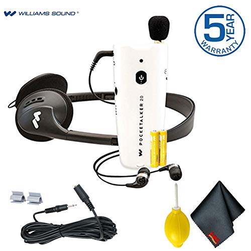 Williams Sound Pocketalker 2.0 Personal Amplifier Base Bundle - Includes - Cleaning Kit with 6AVE Electronics Micro-Fiber Cloth
