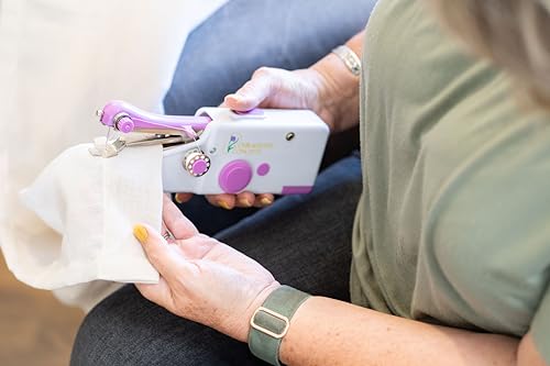 Handheld Sewing Machine β Battery Operated Stitching Machine w/USB Cable β Portable Sewing Machine for Beginners w/Instructional Videos - Mini Sewing Machine for Hemming, Repairs, & Quick Fixes