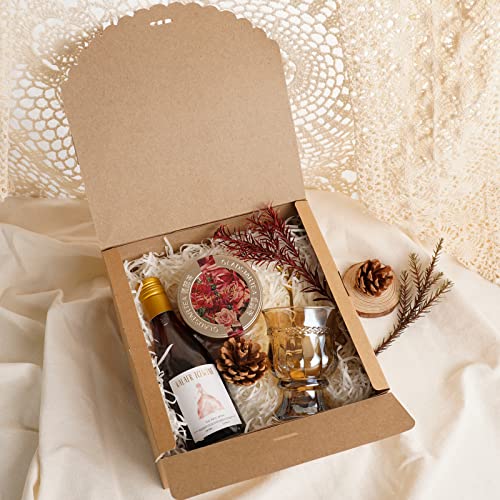 WholeMy Brown Gift Boxes 10 Pack 8x8x4 Inches, Gift Boxes with Lids for Presents, Bridesmaid Proposal Box, Kraft Gift Boxes for Birthday, Wedding, Party, Valentine, Christmas