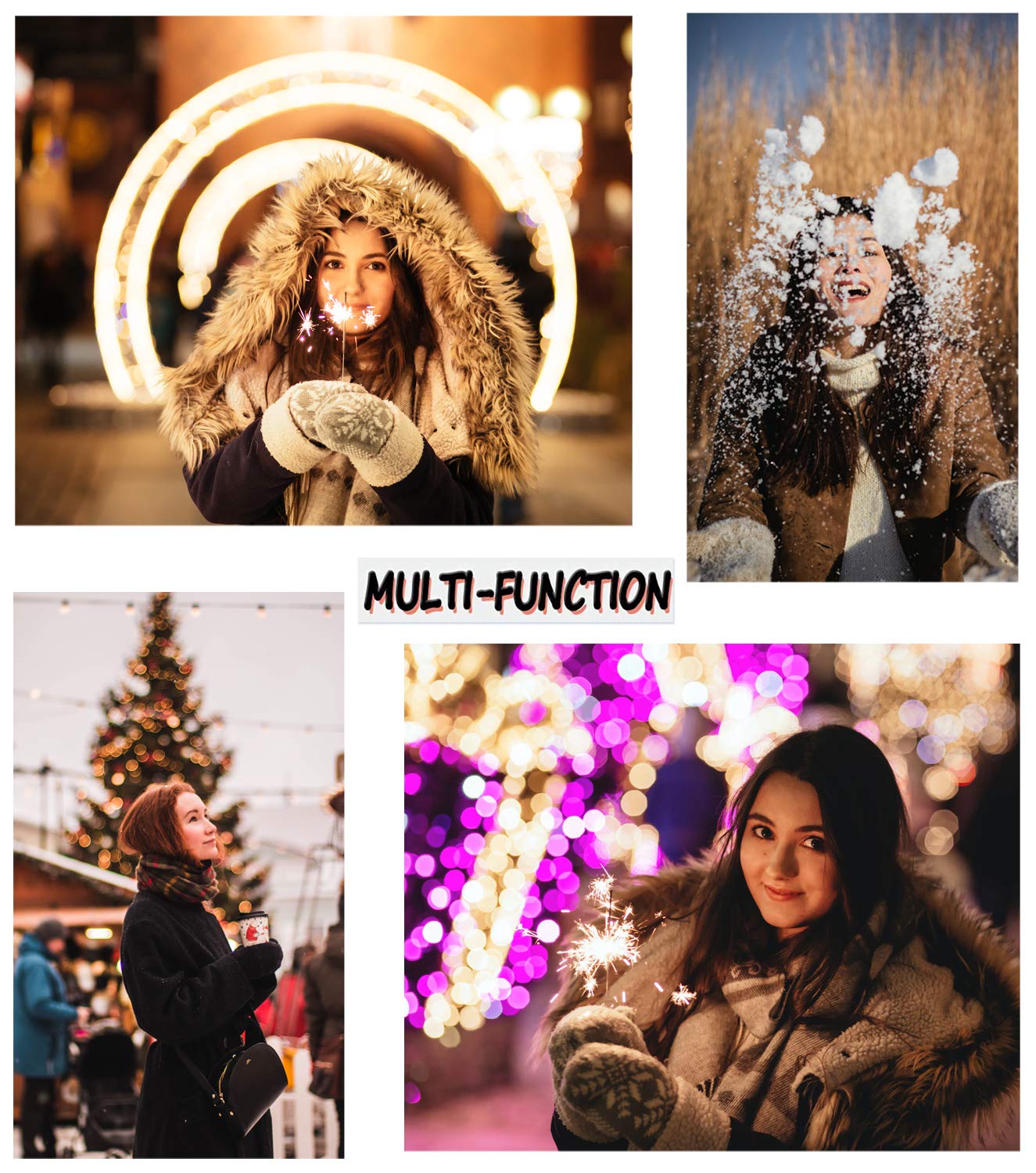 happion 3 Pairs Winter Mitten Gloves For Women, Warm Knit Thick Gloves With Thick Fleece Lining Gift