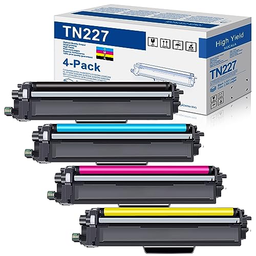 TN227 High Yield Toner Cartridge 4 pack TN227BK TN227C TN227M TN227Y Replacement for Brother TN-227BK/C/M/Y Toner Cartridge MFC-L3750CDW HL-3210CW 3230CDN 3290CDW DCP-L3550CDW Printer