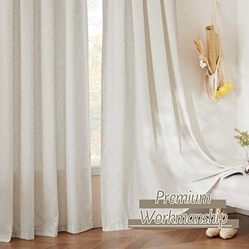 RYB HOME Semi Sheer Curtains 84 inches Long 2 Panels Set, Soft Linen Blend Sheer Privacy Curtains Soften Sunlight Drapes for Farmhouse Living Room Bedroom Patio Dining, W 52 x L 84 inch, Linen