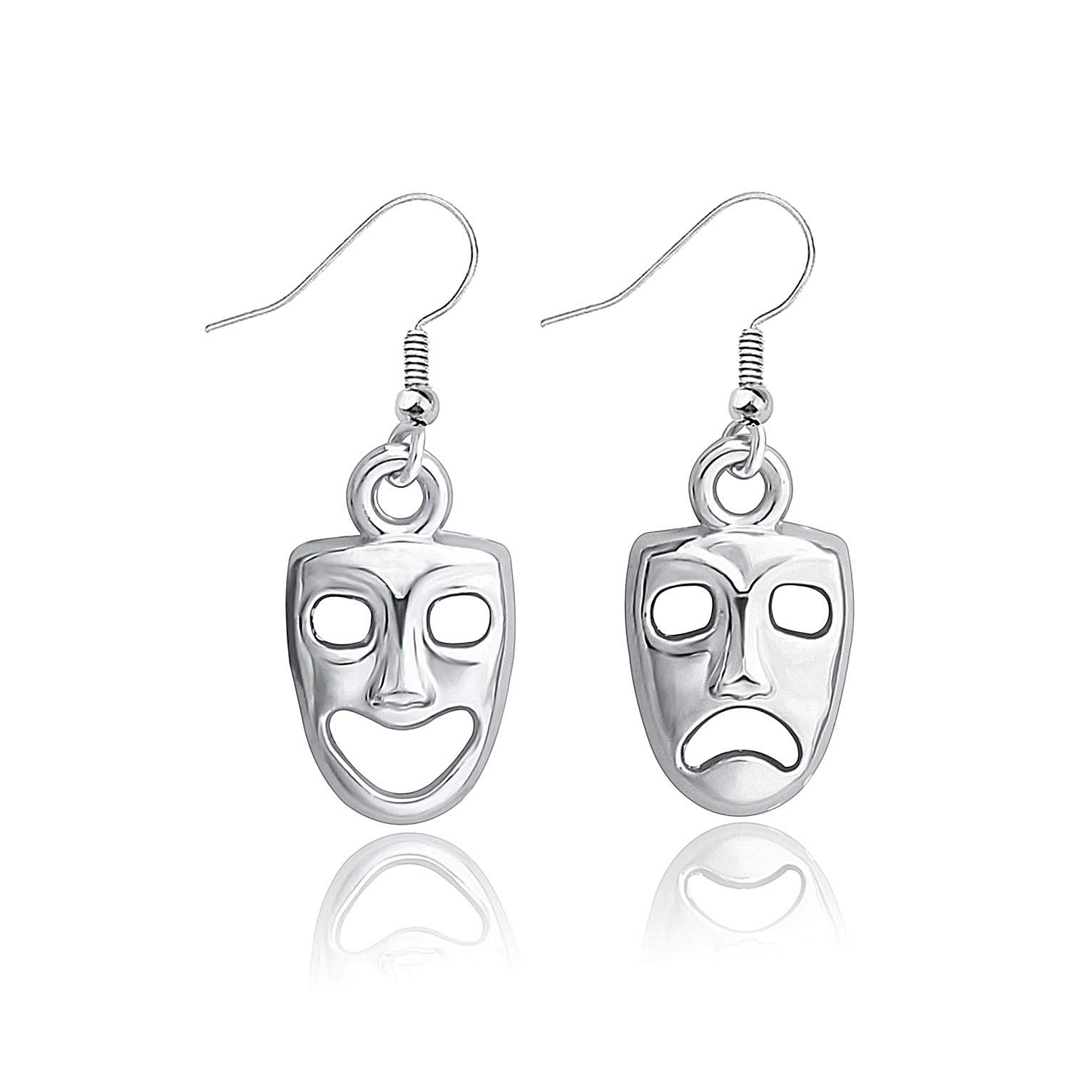 Gzrlyf Comedy and Tragedy Mask Earrings Drop Dangle Earrings Drama Masks Jewelry Theater Gifts (drop dangle earrings)