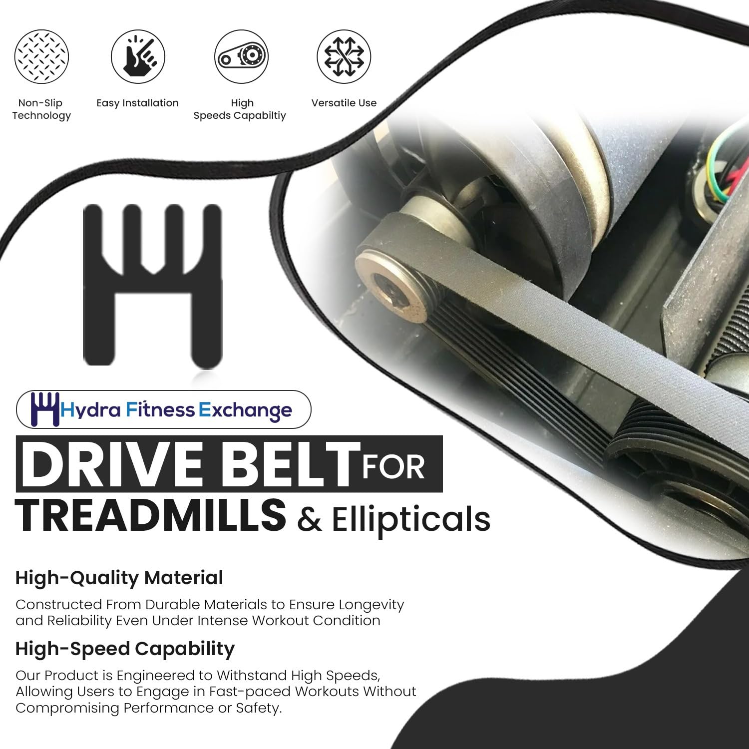 H.F Exchange Main Pulley Drive Belt Micro V Belt Poly V Transmission Belt - High Strength Rubber Good Tension Replacement for Upright Recumbent Bike Cycle Work with Cybex Tectrix 700r 500c