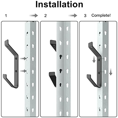 TORACK 7PCS Shelving Hooks for Keyhole Shelving Units, Metal Shelving Hook Organizer Kit for Tools, Cords, Hoses, Bags, etc., No Drilling No Holes