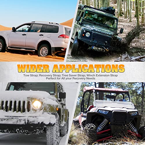 WOLFSTORM 20 Feet Heavy Duty Tow Straps with D Ring Shackles,41800 lbs Break Strength,Towing Recovery Straps,Winch Extension Emergency Off Road Kits,Protective Sleeves and Storage Bag