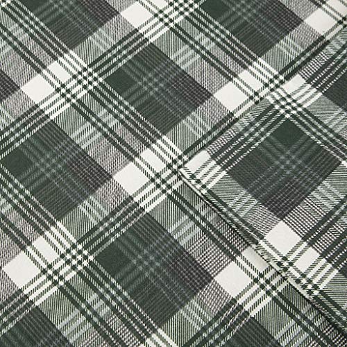 Woolrich Flannel 100% Cotton Sheet Set Warm Soft Bed Sheets with 14" Elastic Pocket, Cabin Lifestyle, Cold Season Cozy Bedding Set, Matching Pillow Case, Queen, Green Plaid, 4 Piece