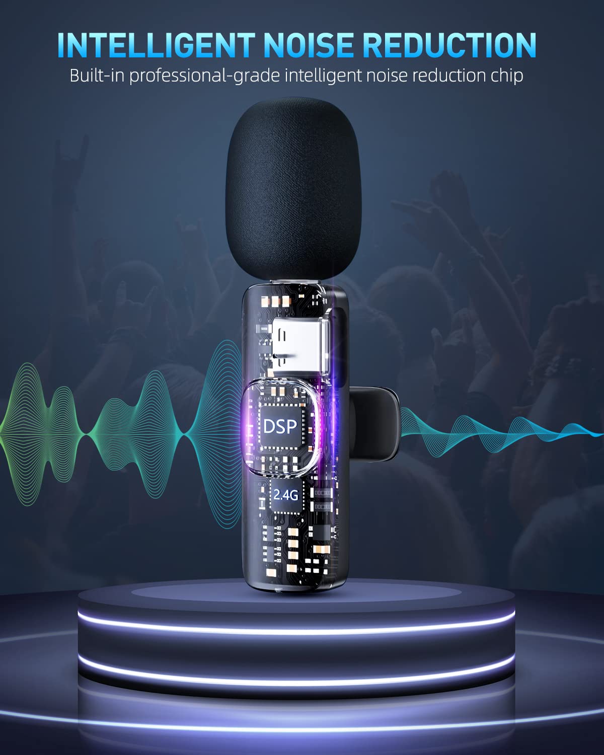 PQRQP Wireless Microphone for iPhone iPad, Mini Microphone, Wireless Lavalier Microphone, Wireless Microphones, Plug-Play Microphone for iPhone Video Recording, Live Stream, YouTube, TikTok