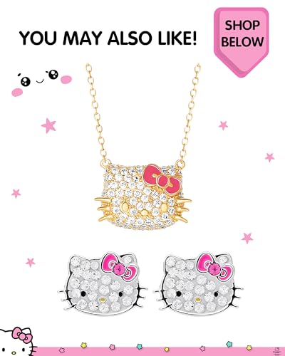Hello Kitty Bracelet for Women Official License, 18k Gold Flash-Plated and Pave Cubic Zirconia Lariat Bracelet
