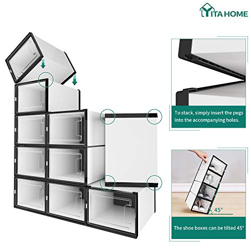 YITAHOME XL Shoe Storage Box, Set of 18 Shoe Storage Organizers Stackable Shoe Storage Box Rack Containers Drawers - X-Large Size