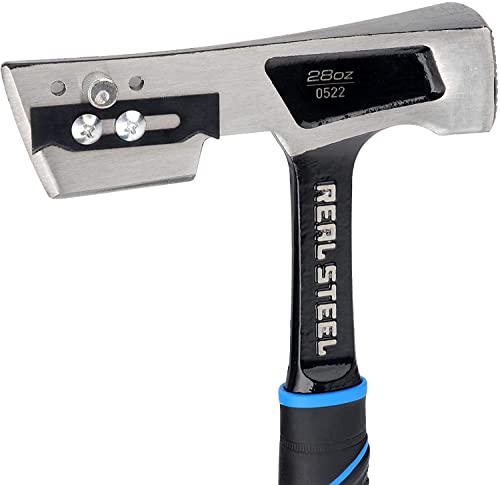 Real Steel 28 Oz Steel Roofing Hammer Shingler’s Hatchet Hammer with Rubber Handle (0522)