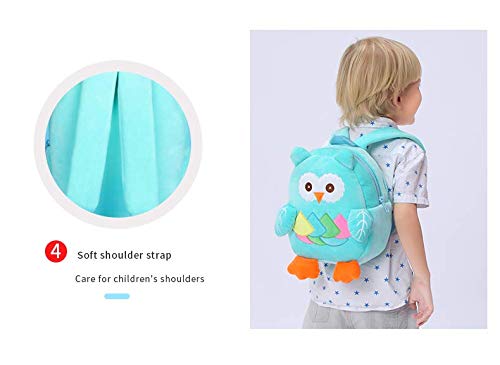 KTKA Cute Toddler Backpack Stuffed Cartoon Animal Mini Schoolbag For Boys And Girls (Blue owl)
