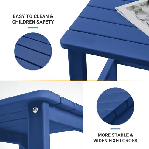 UDPATIO Outdoor Side Table for Patio, XL Square Adirondack Table Pool Composite Patio Table, HDPE End Tables for Outside Backyard, Pool, Indoor Companion, Easy Maintenance All Weather