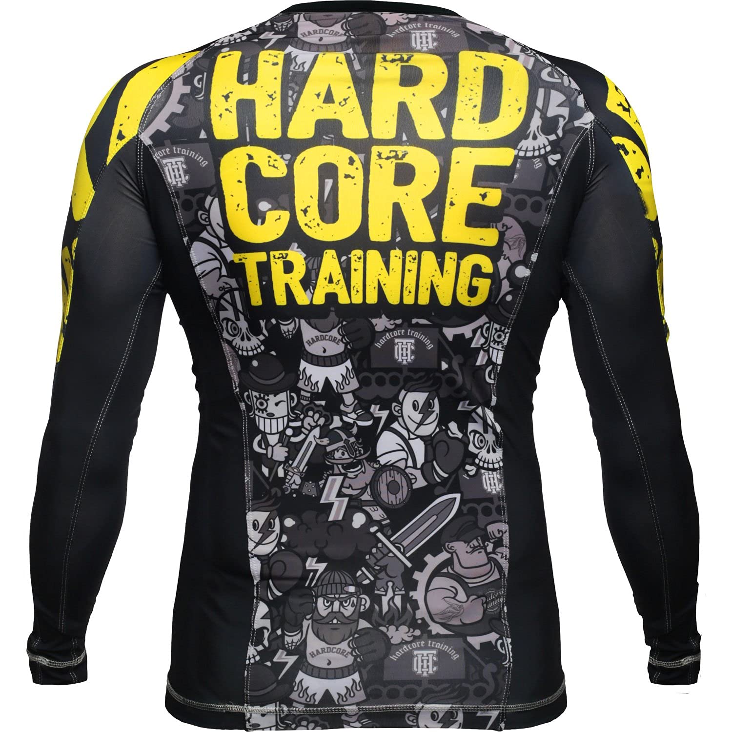 Hardcore Training Koi Men’s Rash Guard Compression Long Sleeve MMA No-Gi Tight BJJ Grappling Base Layer Fitness White