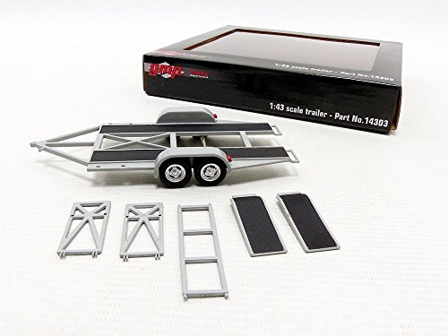 GreenLight - (1:43 Scale) GMP Tandem Car Trailer with Tire Rack - Grey - GMP-14303