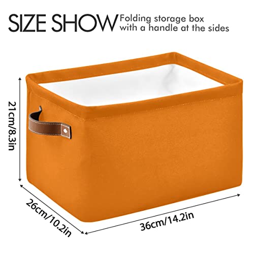 xigua Orange Pattern Storage Basket Durable Canvas Storage Bins with Handles Large Collapsible Storage Bins Boxes for Shelves,Home Office,Toys,Closet & Laundry- 2PCS