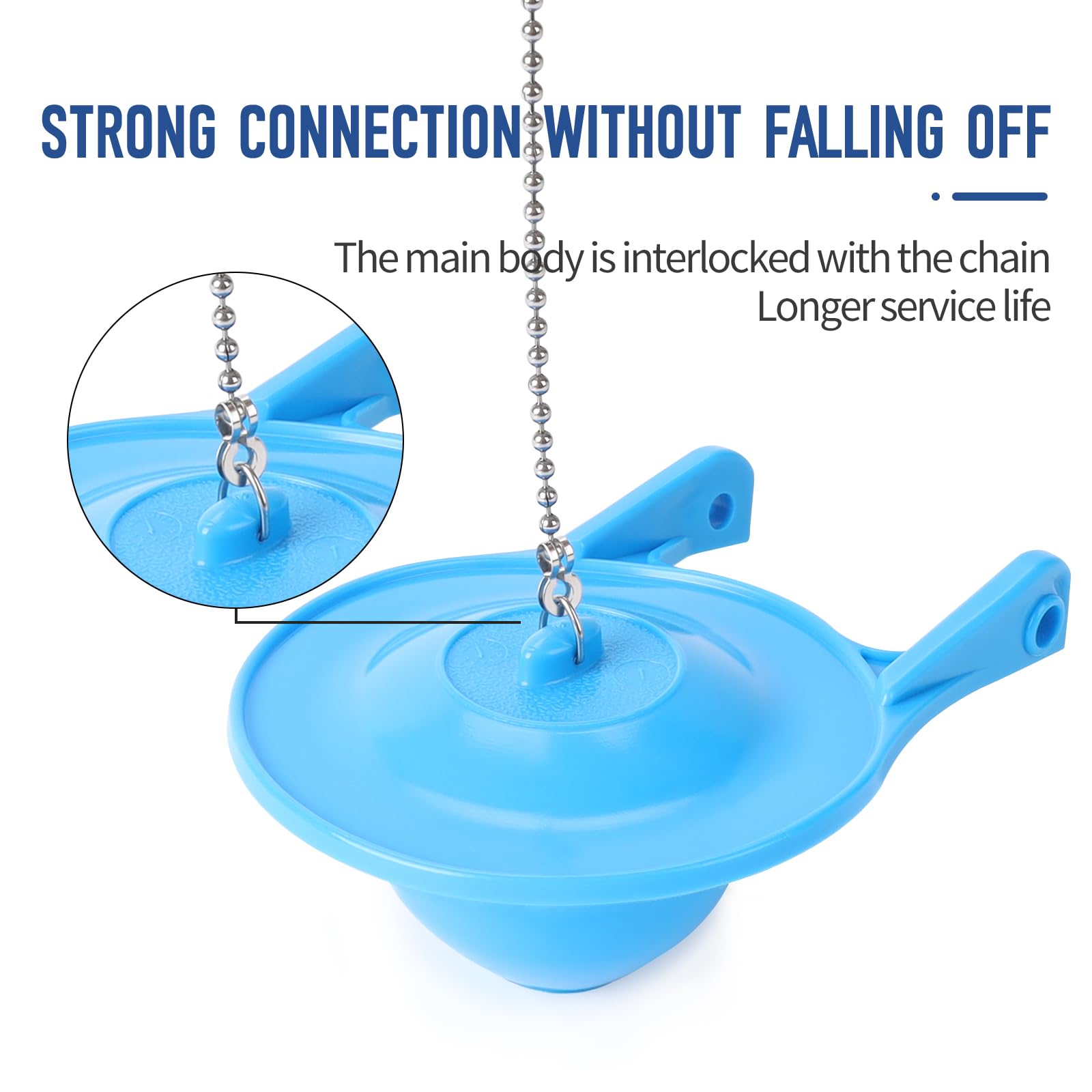 Toilet Flapper Replacement - 3 inch Universal Toilet Stopper Flapper Compatible with American Standard Toilet Tank Water Saving Rubber Flush Valve Flapper with Stainless Chain Long Lasting Rubber,2PCS