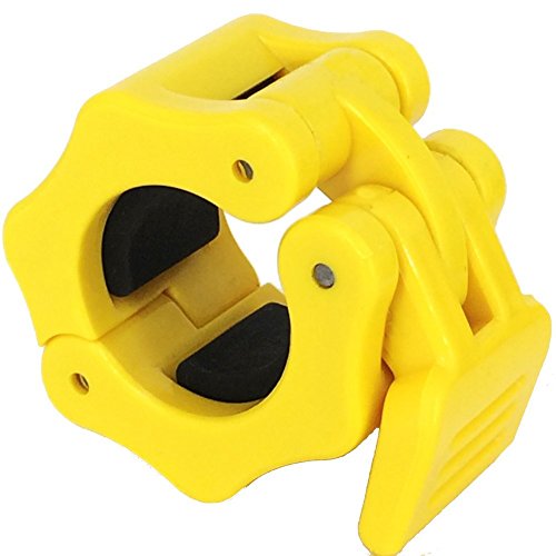 Greententljs Pro 1" Barbell Clamps Clip Pair of Quick Release Locking Workout Weights Plate Collar Clips Lock 1 inch Diameter Standard Bar Weight Lifting/Powerlifting (Yellow)