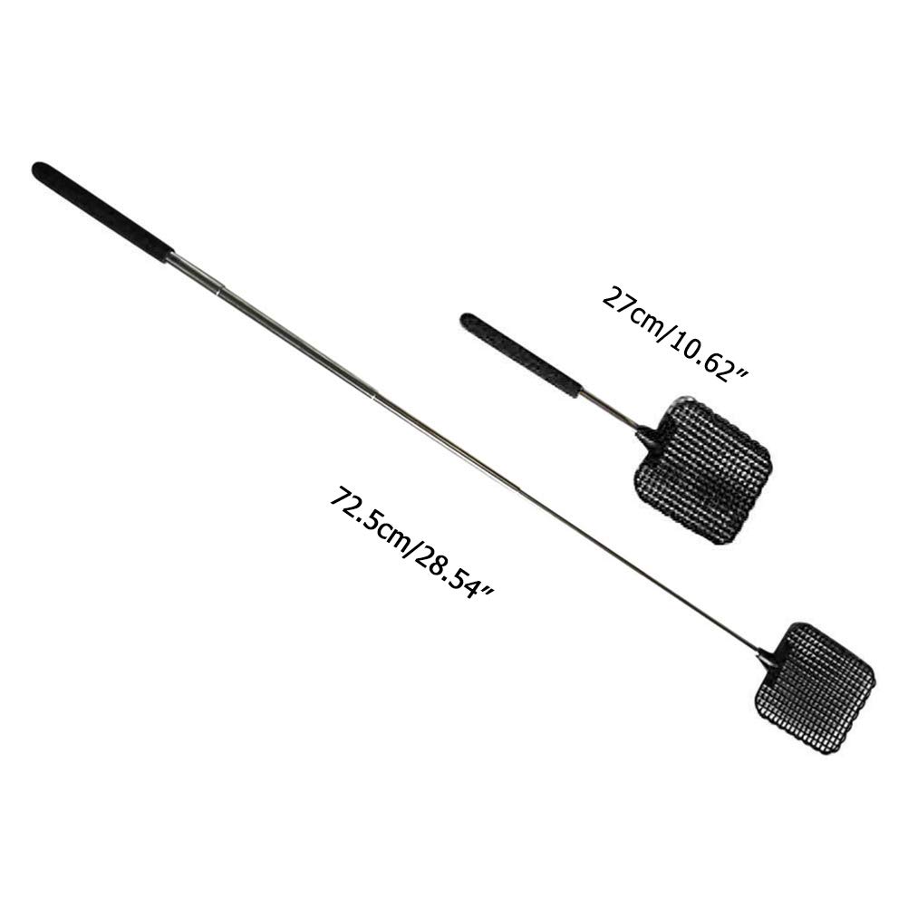 WBTY Telescopic Fly Swatter 4 PCS Plastic Fly Swatters with Stainless Steel Handle for Indoor Outdoor, Extendable Flyswatter (Black)