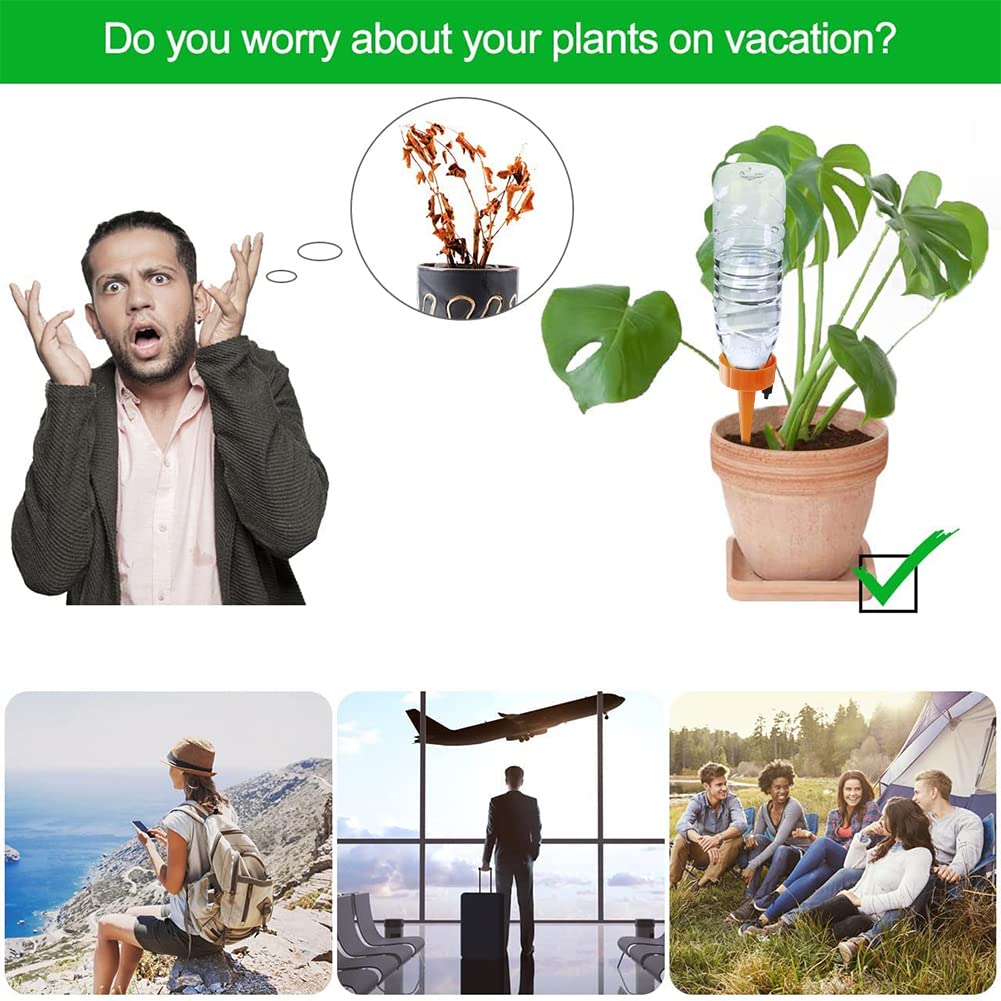 Plant Self Watering Planter Insert Spikes Stakes, Plant Watering Devices, Automatic Plant Waterer for Vacations Outdoor Indoor Potted Plant Drip Irrigation Watering Devices (12 Pack)