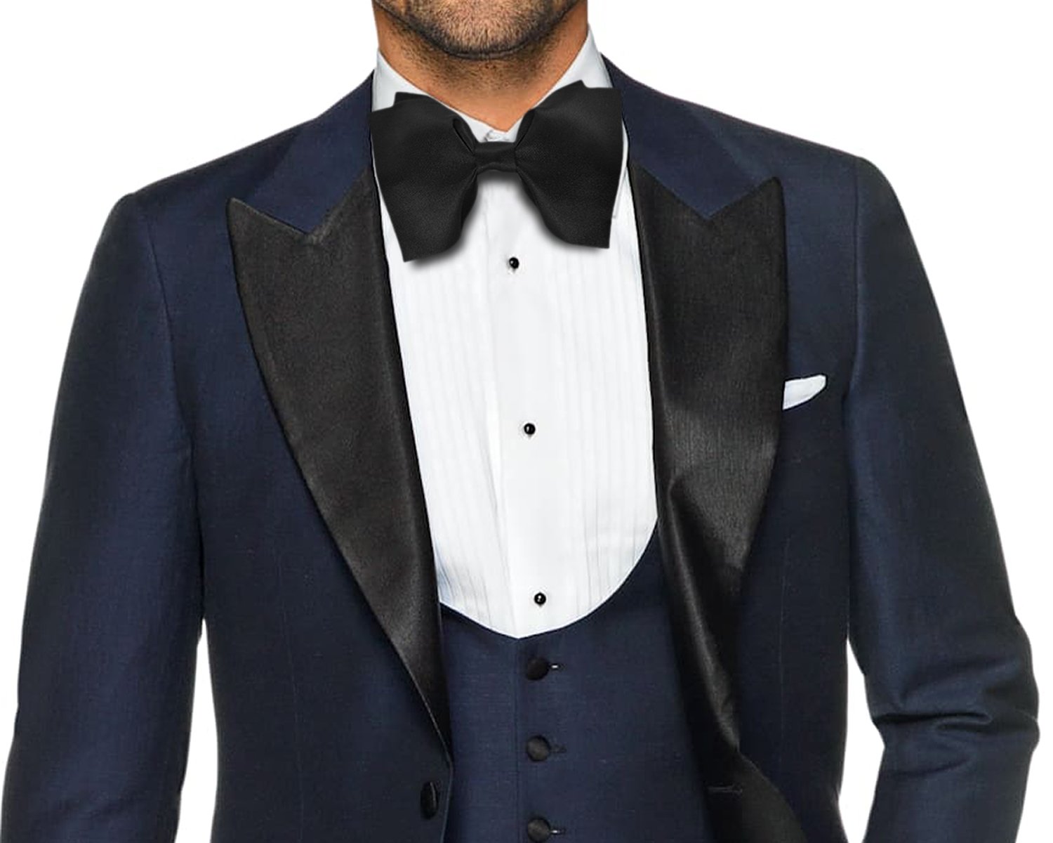 GUUNIEE Mens 100% Satin Silk Oversized Pre-tied Bowtie Formal Tuxedo Big Bow Ties (Black)