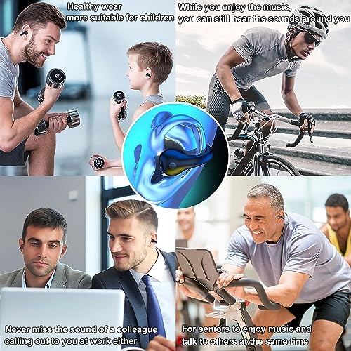 Wireless Earbuds,Wireless Open Ear Sport Headphones,Clip On Bluetooth Earbuds for Android iPhone,Air Conduction Headphones,Earring Bluetooth 5.3 Headset for Cycling,Running Workout,Running,Driving