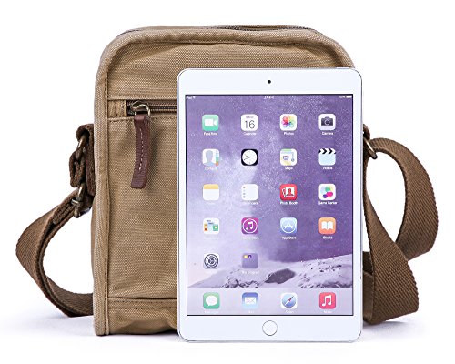 Gootium Small Canvas Cross Body Messenger Bag, Khaki