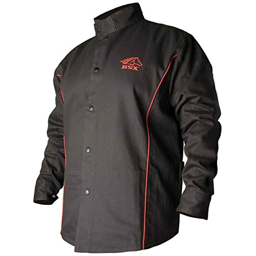 Revco BSX B9C 9oz. Black/Red Cotton Welding Jacket, Flame Resistant L